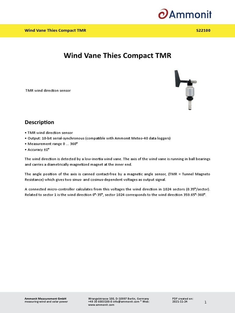 Wind Vane Thies Compact TMR - 2022 | PDF