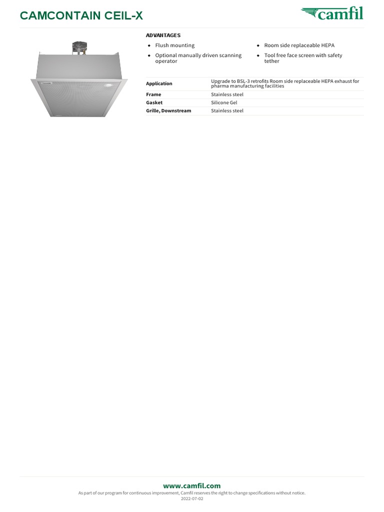 Camfil CamContain-Ceil-X | PDF