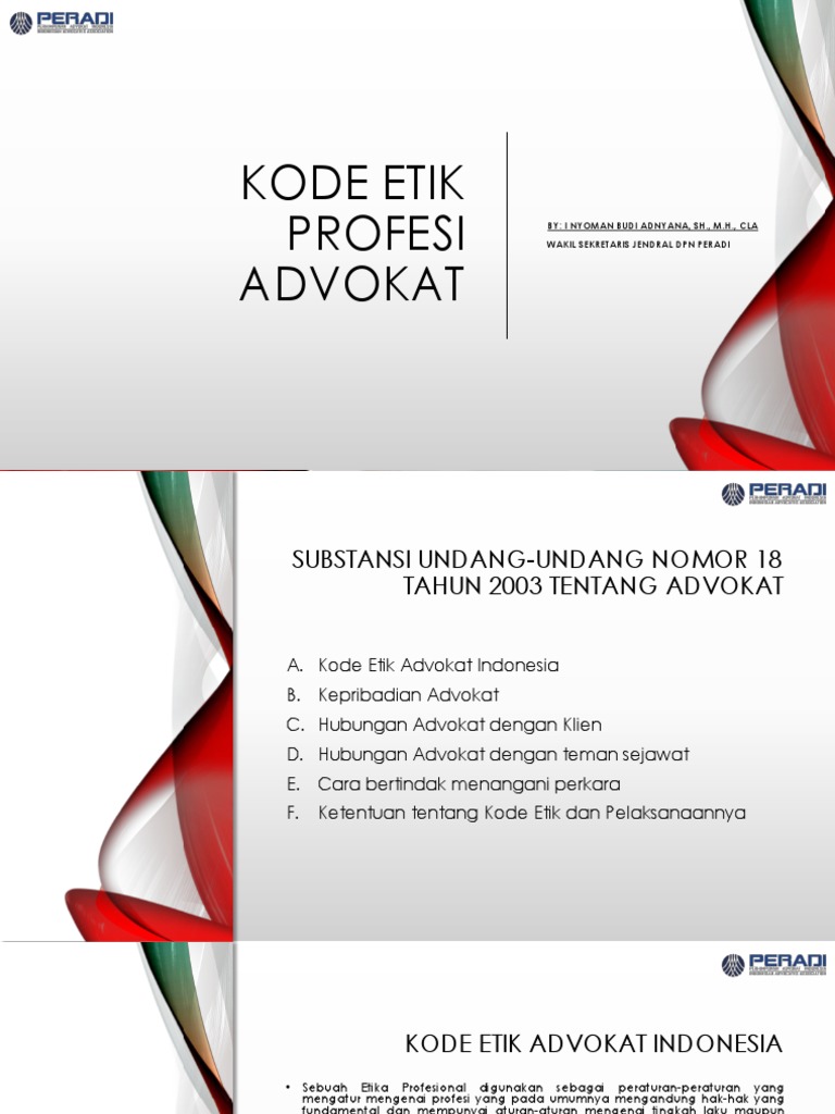 Kode Etik Profesi Advokat | PDF