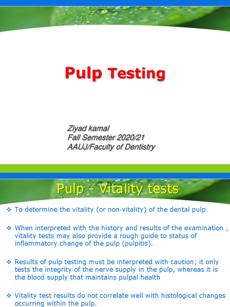 Pulp Testing | PDF | Tooth | Dentistry