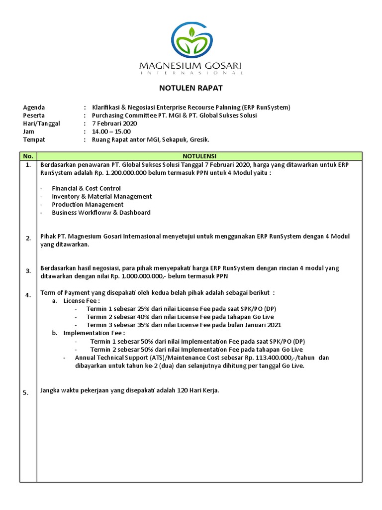 Format MOM | PDF | Bisnis