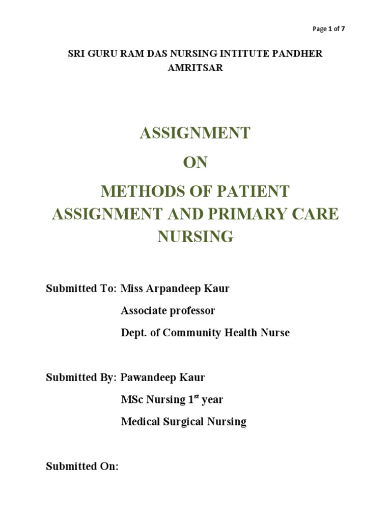 No.5 - Methods-Of-Patient-Assignment | PDF | Nursing | Health Care