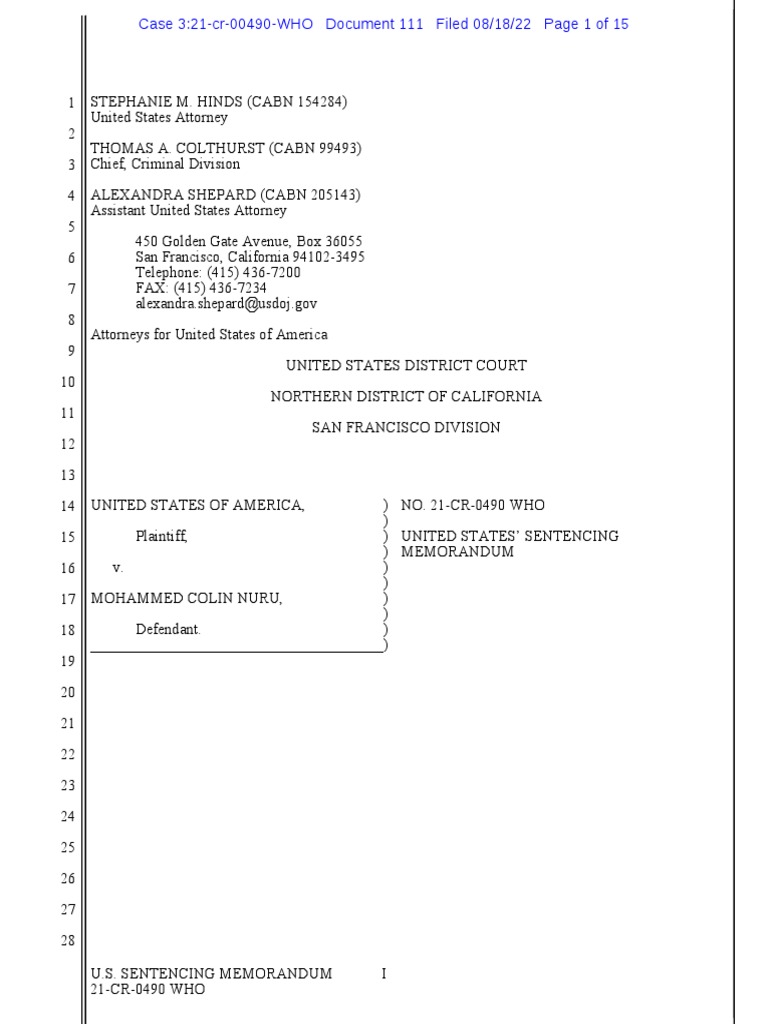 Nuru Sentencing | PDF | United States Federal Sentencing Guidelines ...