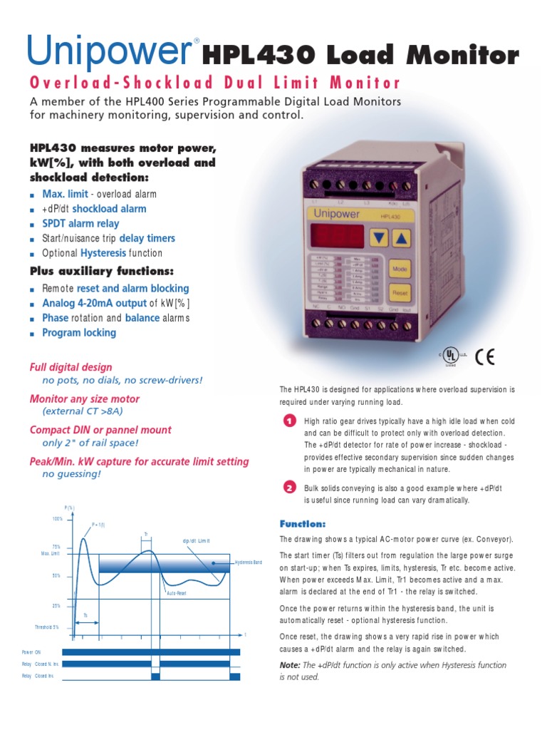 Unipower: HPL430 Load Monitor | Download Free PDF | Relay | Timer