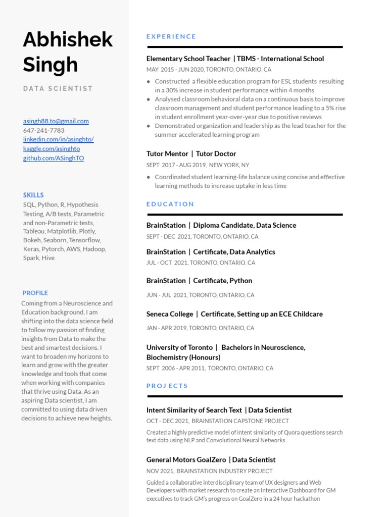 Abhishek Singh Resume | PDF | Cognitive Science | Cognition Abhishek Singh Resume | PDF | Cognitive Science | Cognition