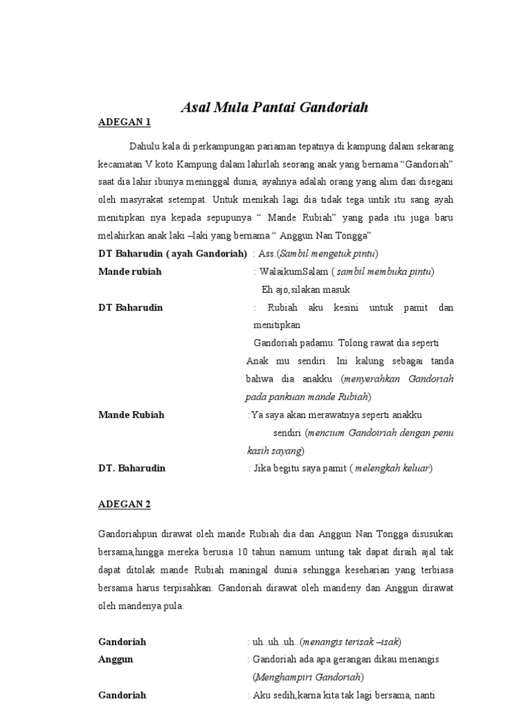 Drama Asala Mula Pantai Gandoriah | PDF | Griya & Taman | Puisi