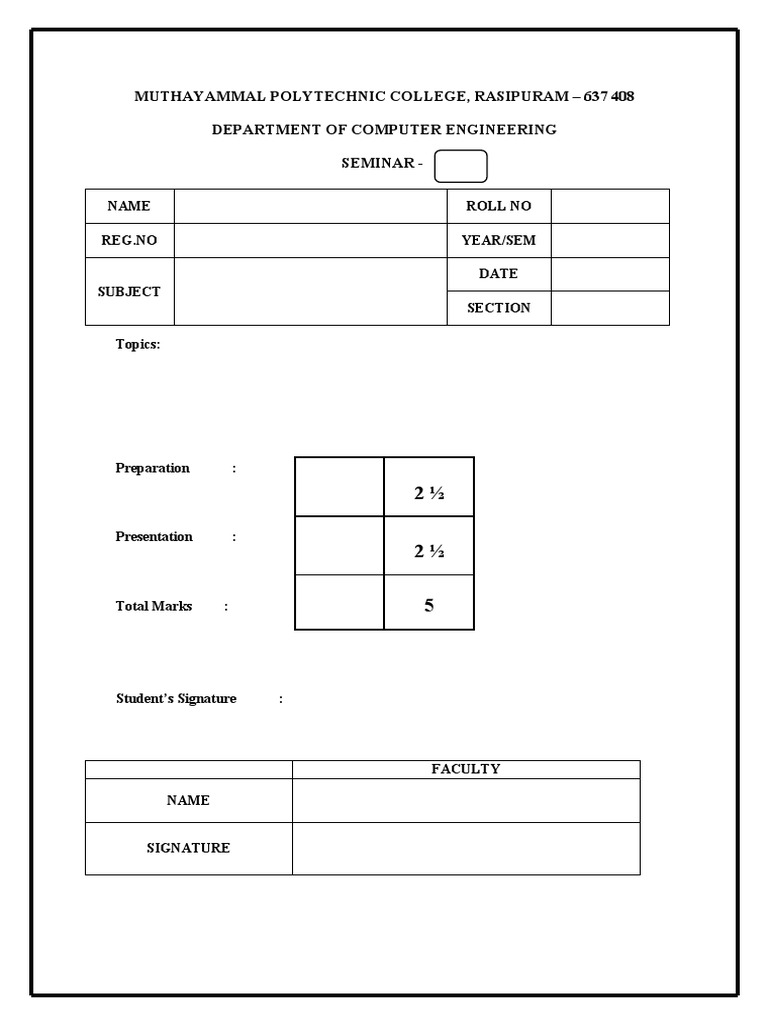 Seminar Front Page | PDF