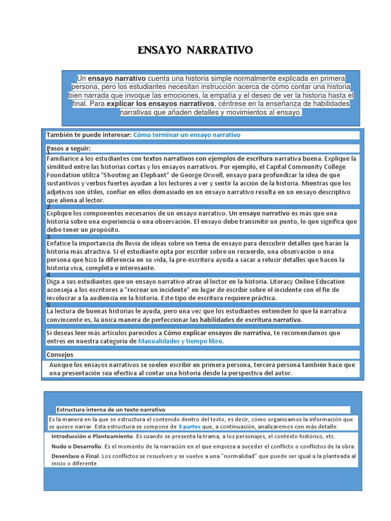 Ensayo Narrativo | PDF | Narración | Ensayos