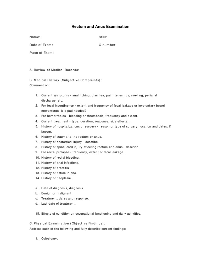 Rectum and Anus Examination | PDF