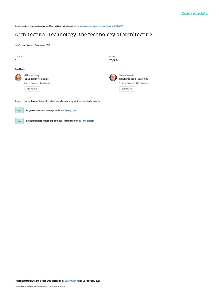 Architectural Technology The Technology Of Architecture December 2017