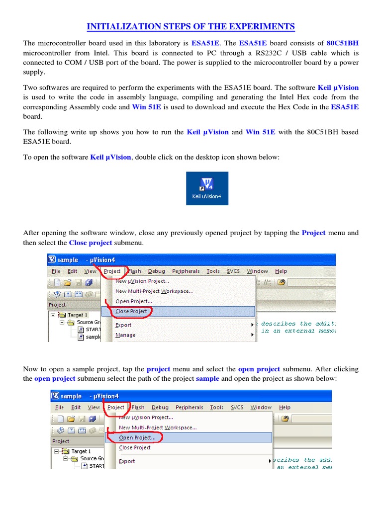 Initialization Steps of The Experiments: ESA51E ESA51E 80C51BH | PDF | Computer File | Icon ...