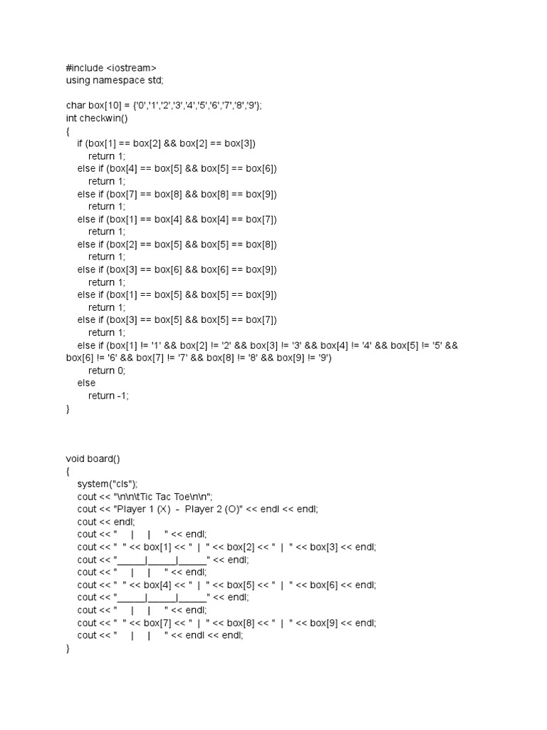 Tic Tac Toe Project Pdf Computer Programming Programming Paradigms 3905