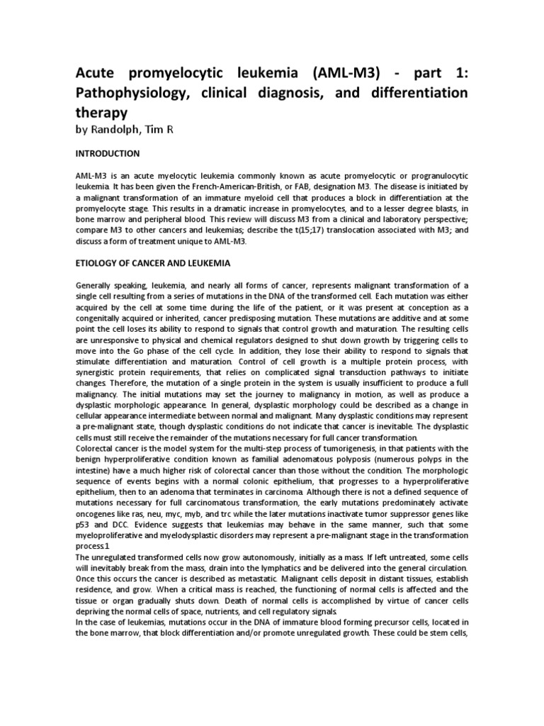 Acute Promyelocytic Leukemia Part-1 | PDF | Chemotherapy | Coagulation