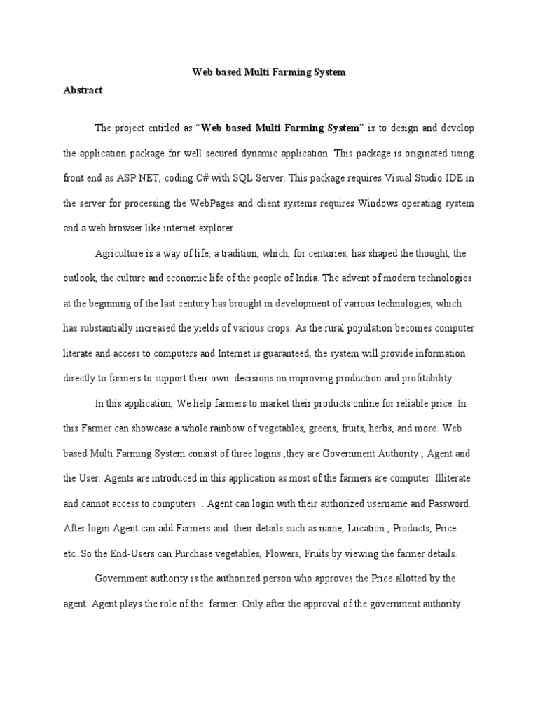 Web Based Multi Farming System | PDF | World Wide Web | Internet & Web