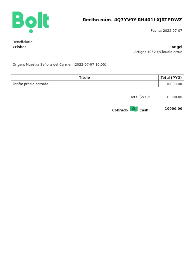 Ride Invoice From Bolt | PDF
