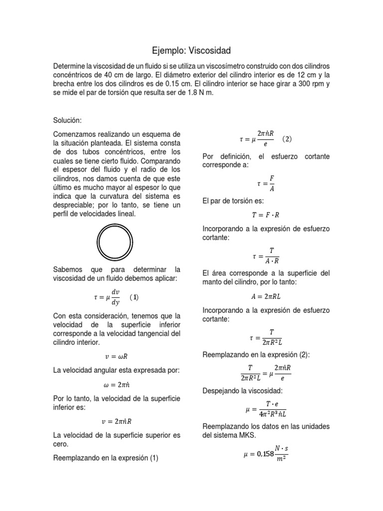 Ejemplo Viscosidad | PDF | Viscosidad | Velocidad