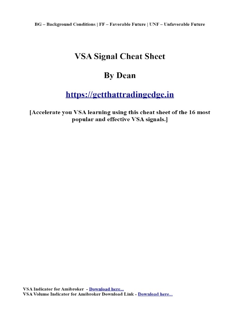 VSA Cheat Sheet | PDF