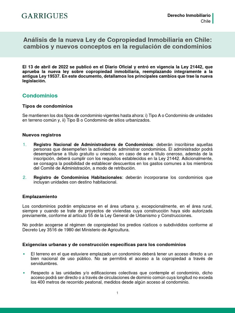 Chile Nueva Ley de Copropiedad | PDF | Condominio | Justicia