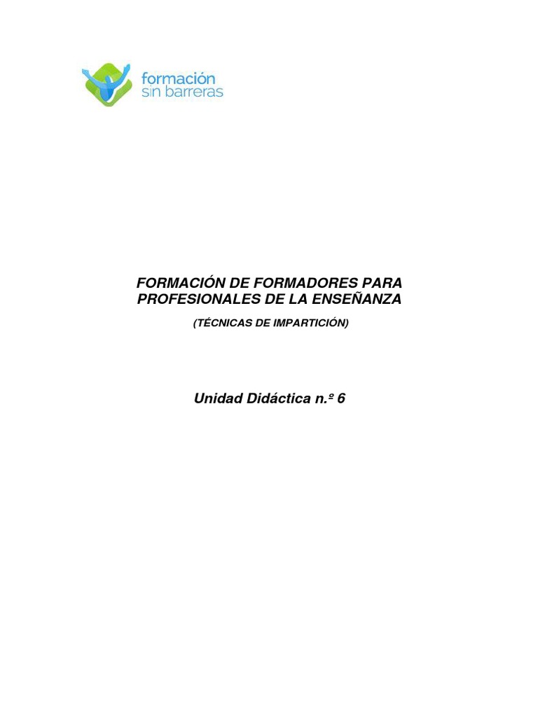 Formacion de Formadores para Profesionales de La Ensenanza UD 6 | PDF ...