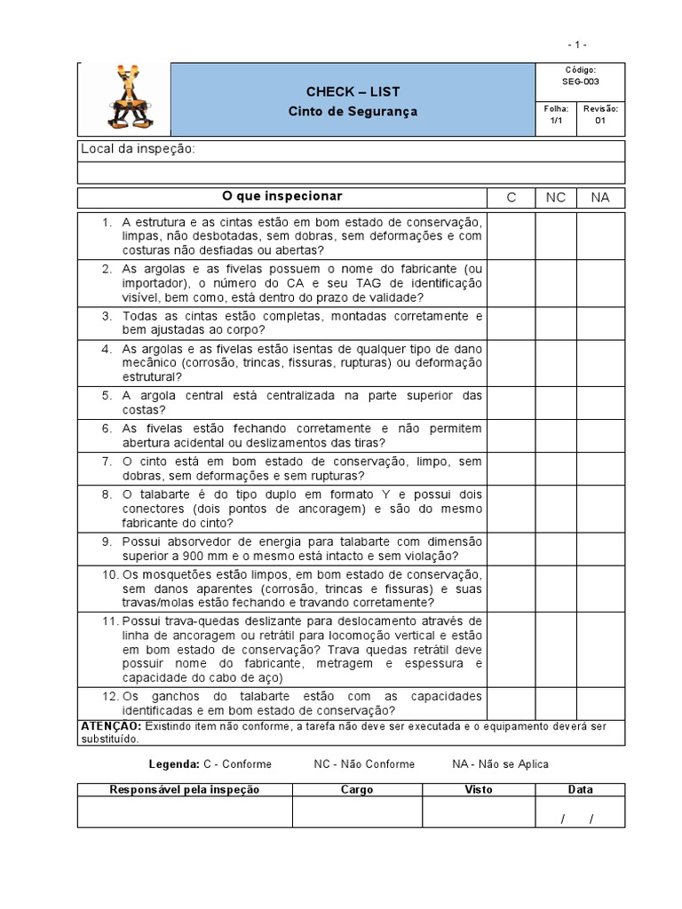 003 CheckList Cinto de Segurança | PDF