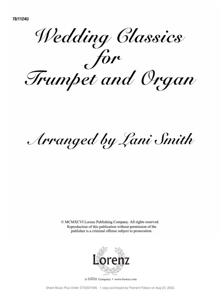 Wedding Classics For Trumpet and Organ | PDF | Performing Arts | Sound