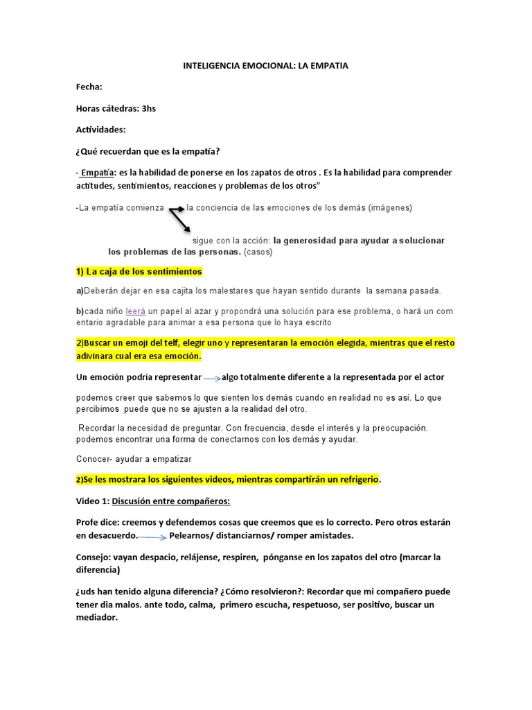 La Empatia Taller Pdf Empatía Maestros