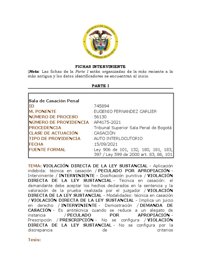 Fichas Interviniente | PDF | Derecho penal | Procedimiento Criminal