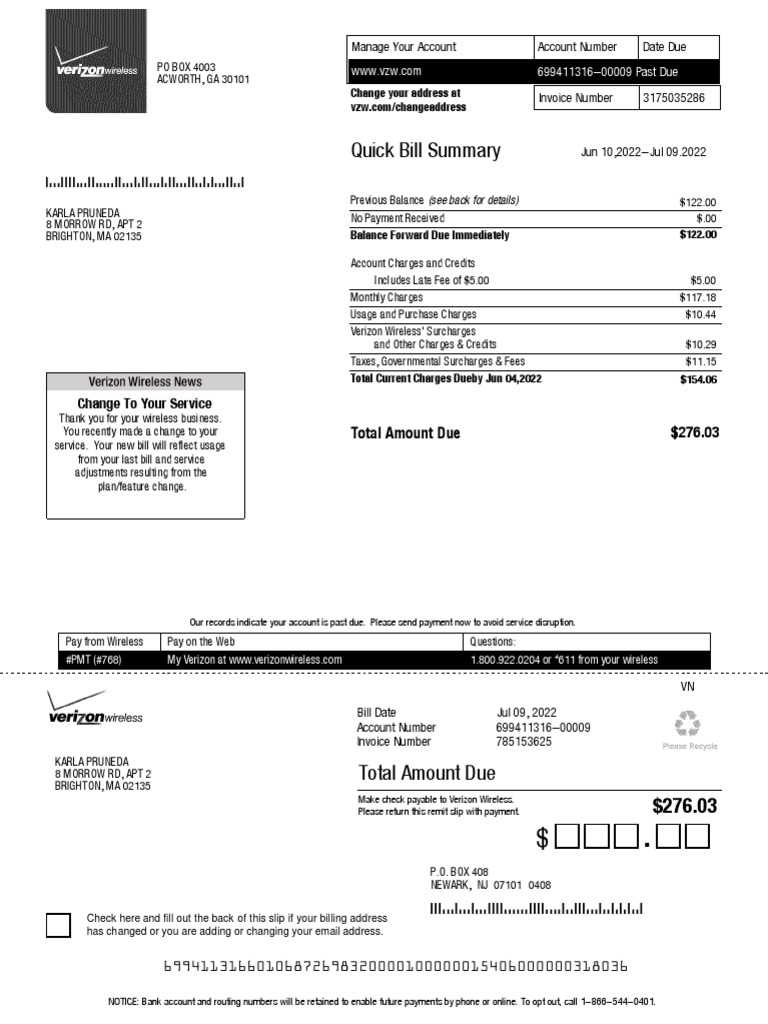 Quick Bill Summary: Change To Your Service | PDF | Fee | Credit Card
