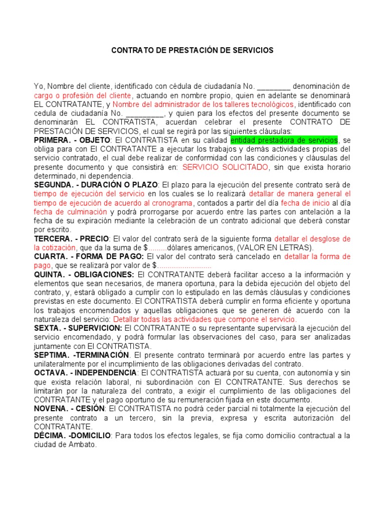 Carta de Prestacion de Servicios | PDF