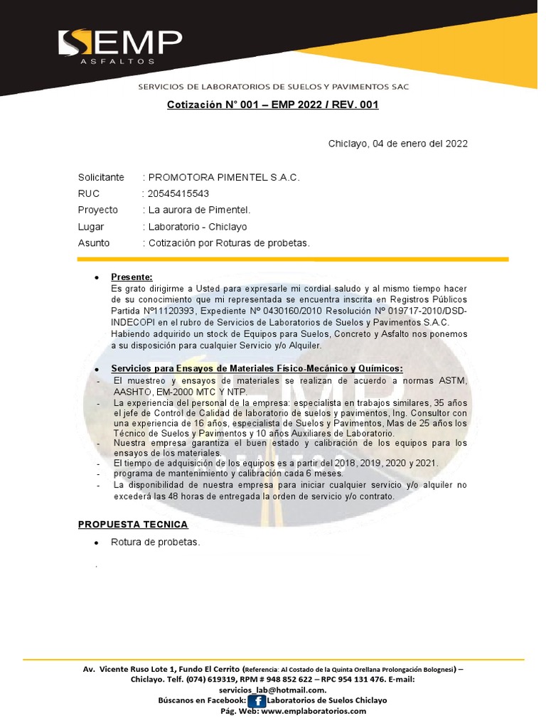 Cotizacion #001 - Rev. 001-22 | PDF Cotizacion #001 - Rev. 001-22 | PDF