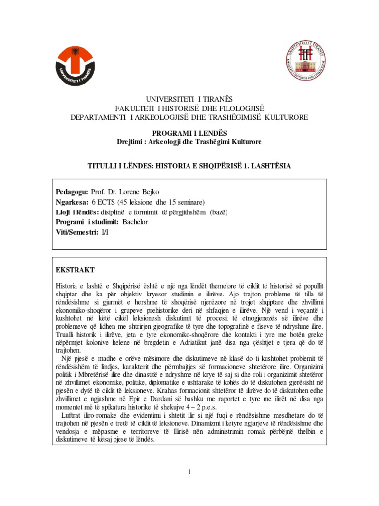 VIBAS1 Histori e Shqiperise Lashtesia Baze | PDF