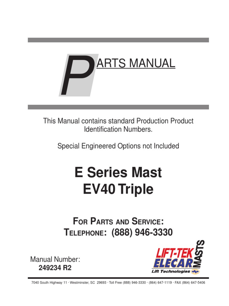 E Series Mast EV40 Triple: Arts Manual | PDF | Screw | Piston