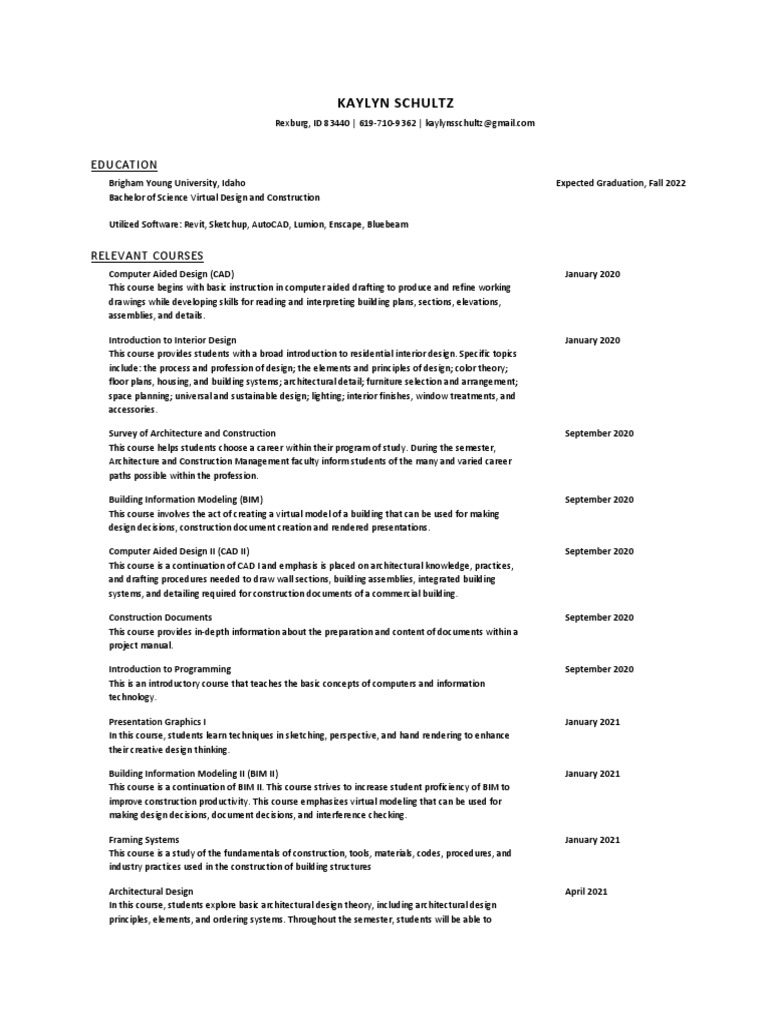 Kaylyn Schultz CV | PDF | Design | Computer Aided Design