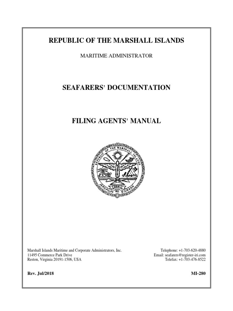 MI-280 - SEAFARERS’ DOCUMENTATION - FILING AGENTS’ MANUAL | PDF ...