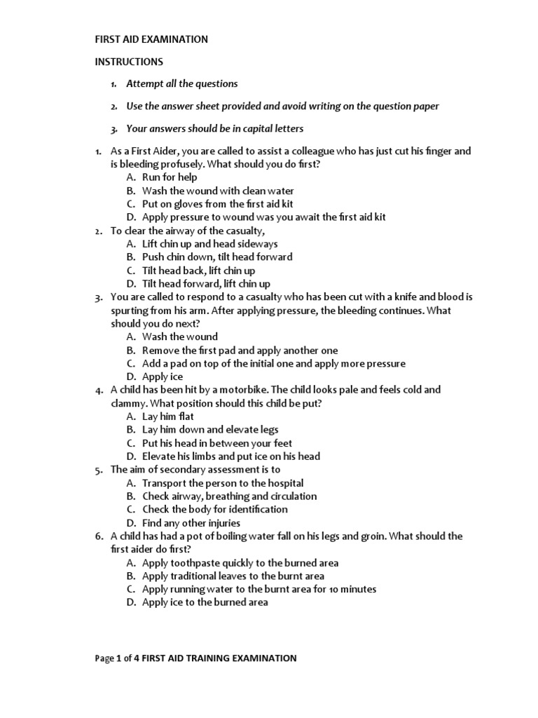 Attempt All The Questions 2. Use The Answer Sheet Provided and Avoid ...