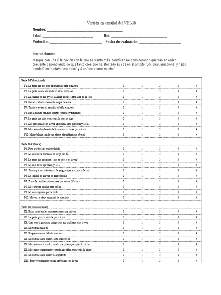 Voice Handicap Index - 30 | PDF