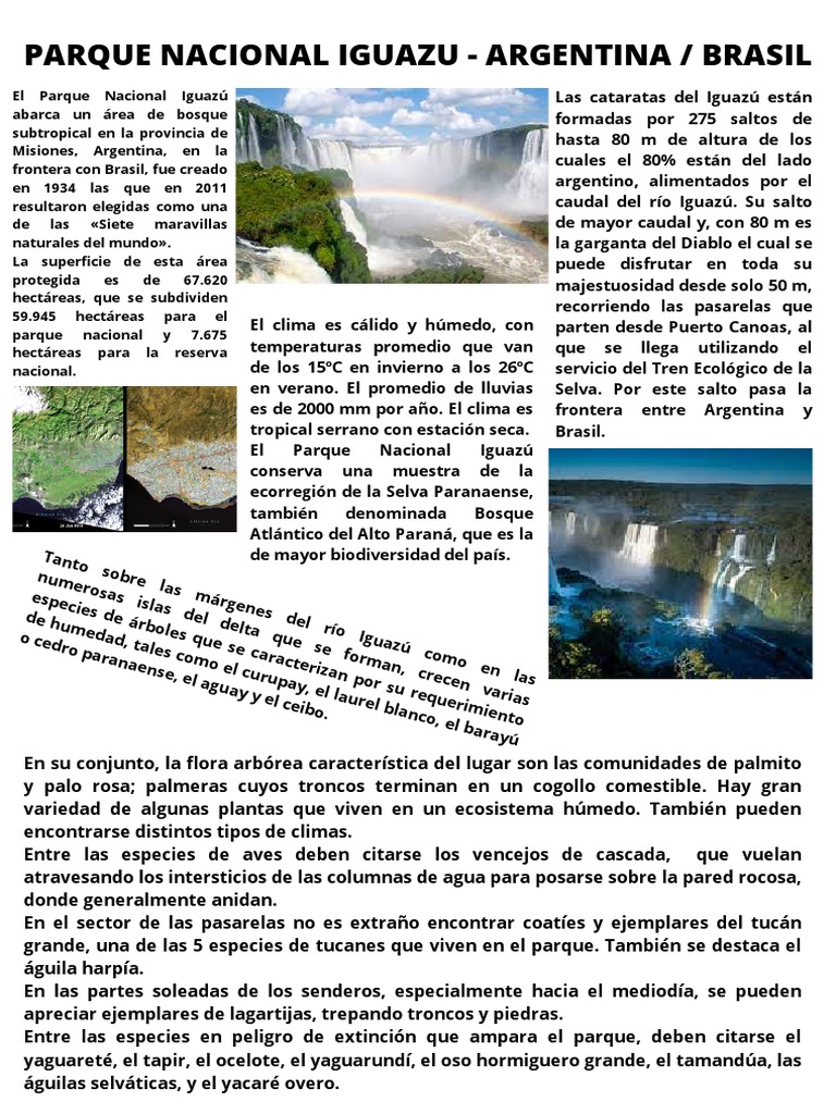 Parque Nacional Iguazu - Argentina Brasil | PDF | Fenómenos de la ...