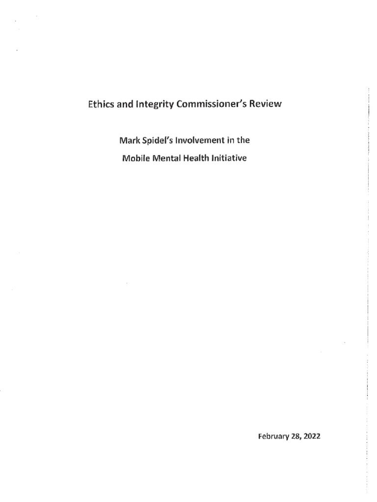 P.E.I. Ethics Commissioner Report - Mobile Mental Health Initiative | PDF