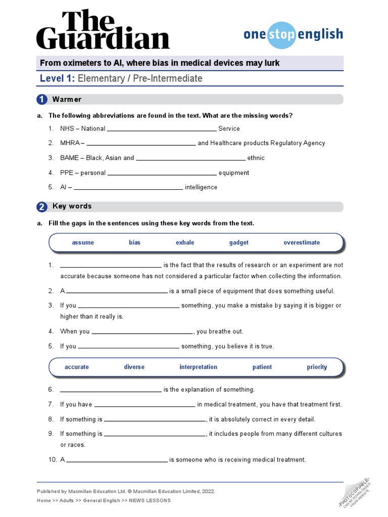 Elementary / Pre-Intermediate: Level 1 | PDF | Artificial Intelligence ...