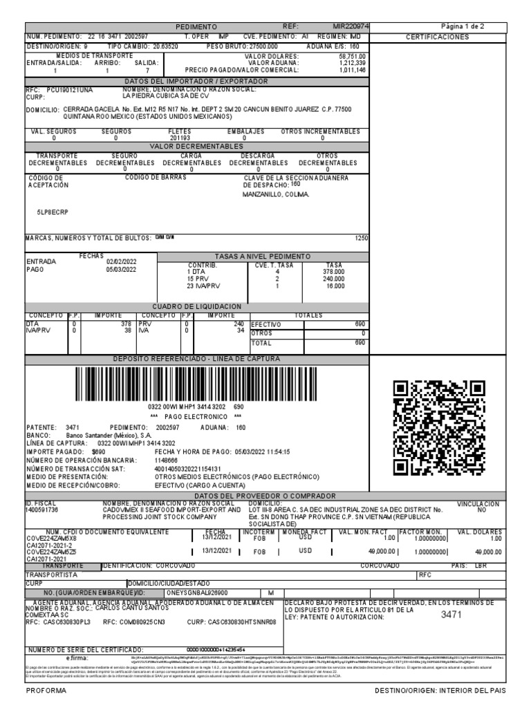 Pedimento IKSU2521577 | PDF | Industrias de servicio | Bancario