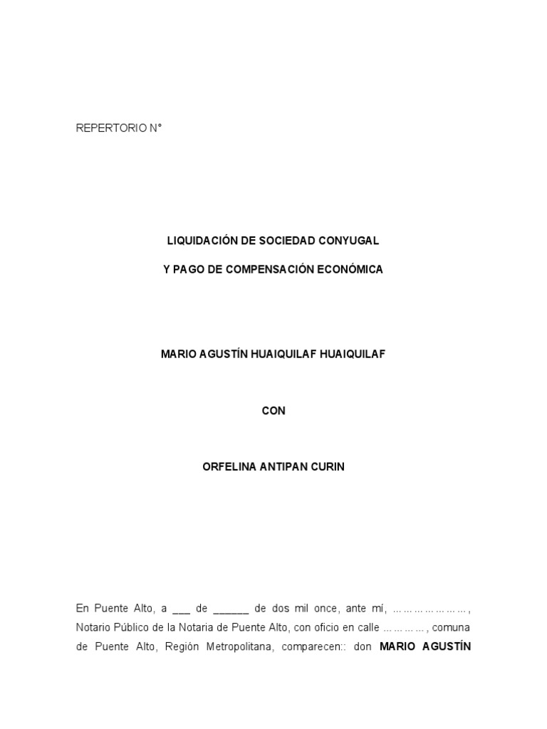 MODELO Liquidacion SC Con Compensacion | PDF | Divorcio | Esposa