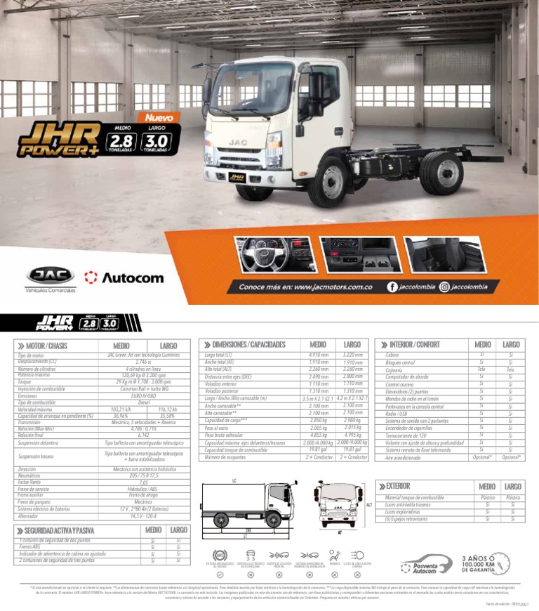 Ficha Tecnica Camion Jac JHR Power 2 1 | Descargar gratis PDF | Sistema de freno antibloqueo ...