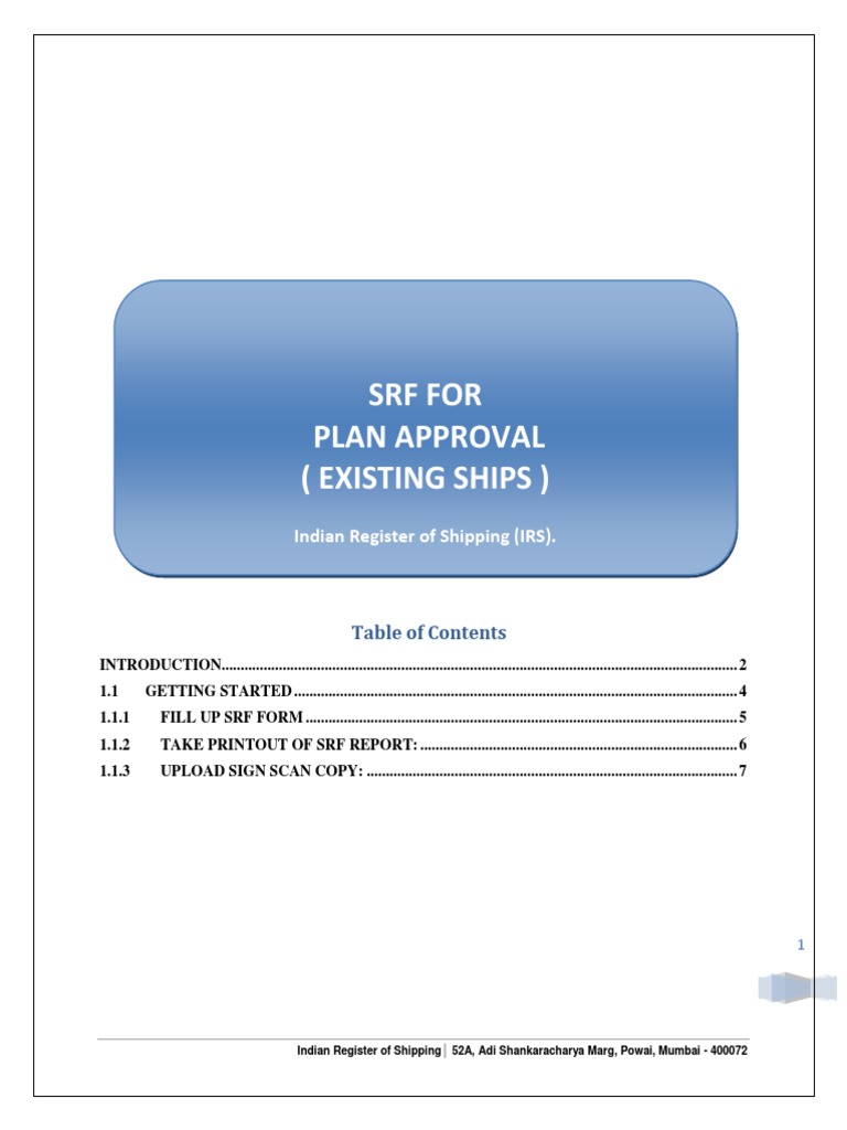 SRF For Plan Approval (Existing Ships) : Indian Register of Shipping (IRS) | PDF | World Wide ...