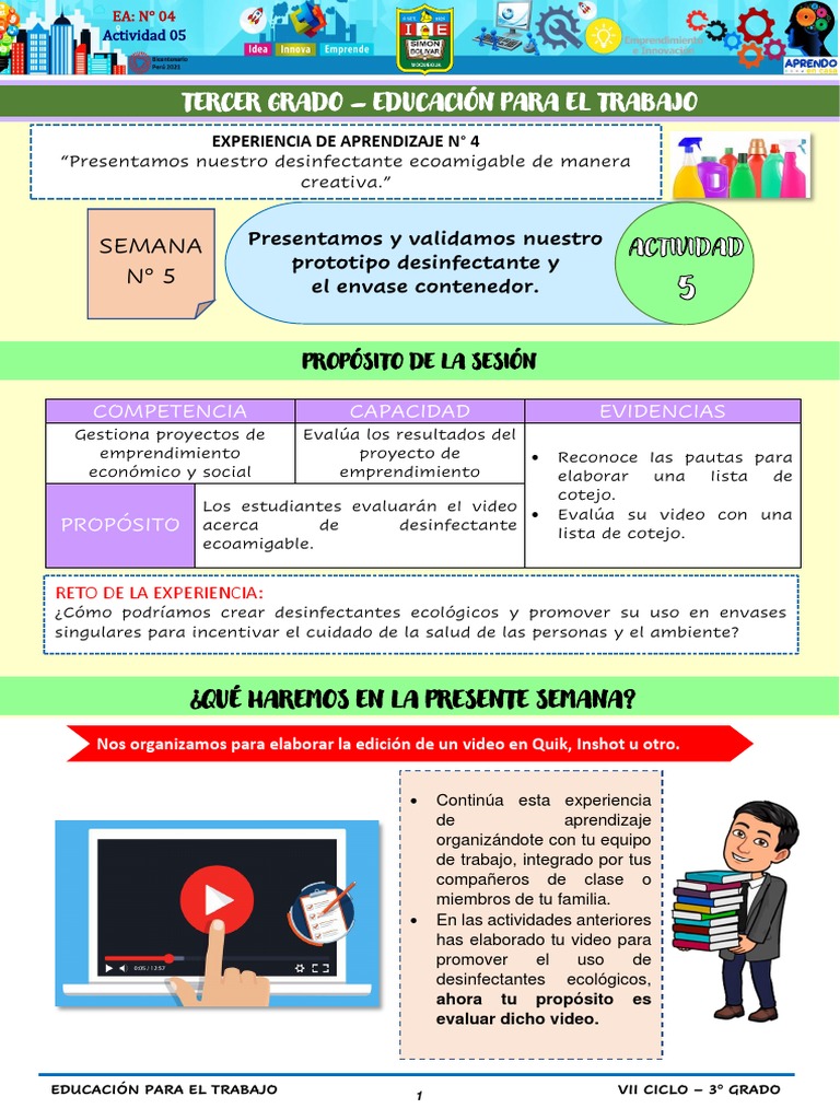 IV EDA - EPT - ACT 5 - SEMANA 5 - 3ro | PDF | Diseño | Aprendizaje