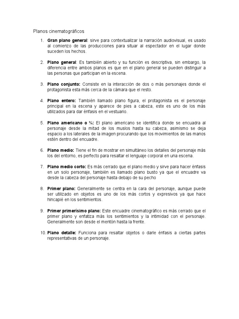 Tipos de Planos Cinematográficos | PDF