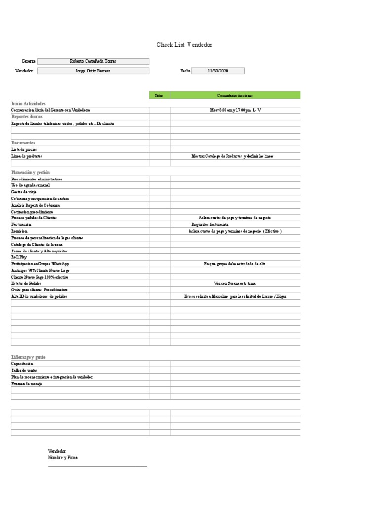 Check List Personal Nuevo Ingreso | PDF