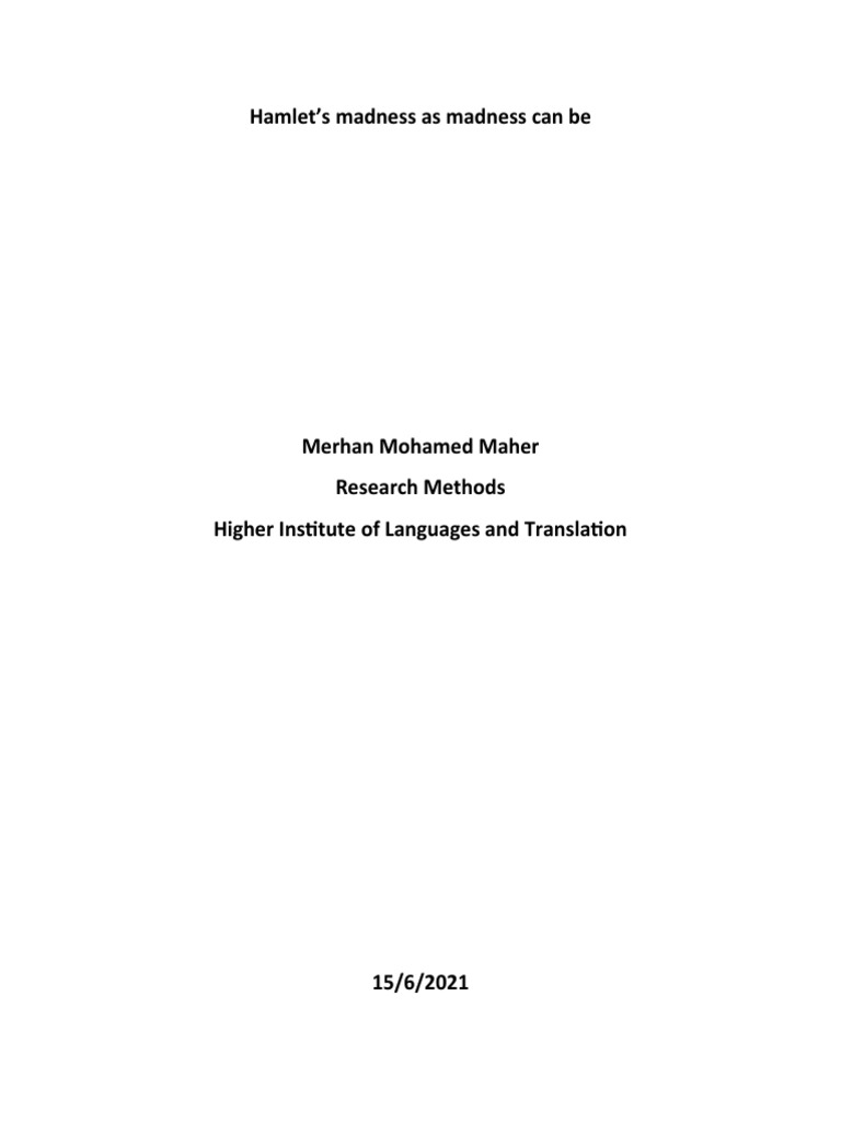 Hamlet's Madness As Madness Can Be | PDF | Hamlet