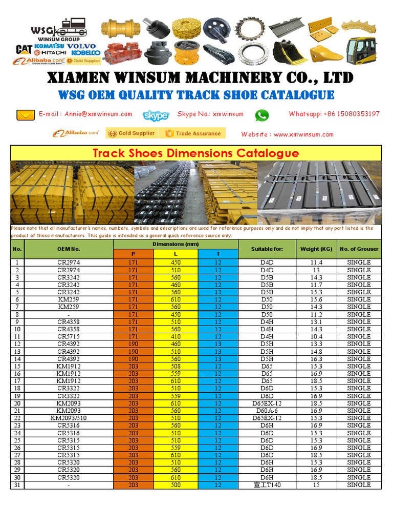 WSG OEM Track Shoe Catalogue | PDF