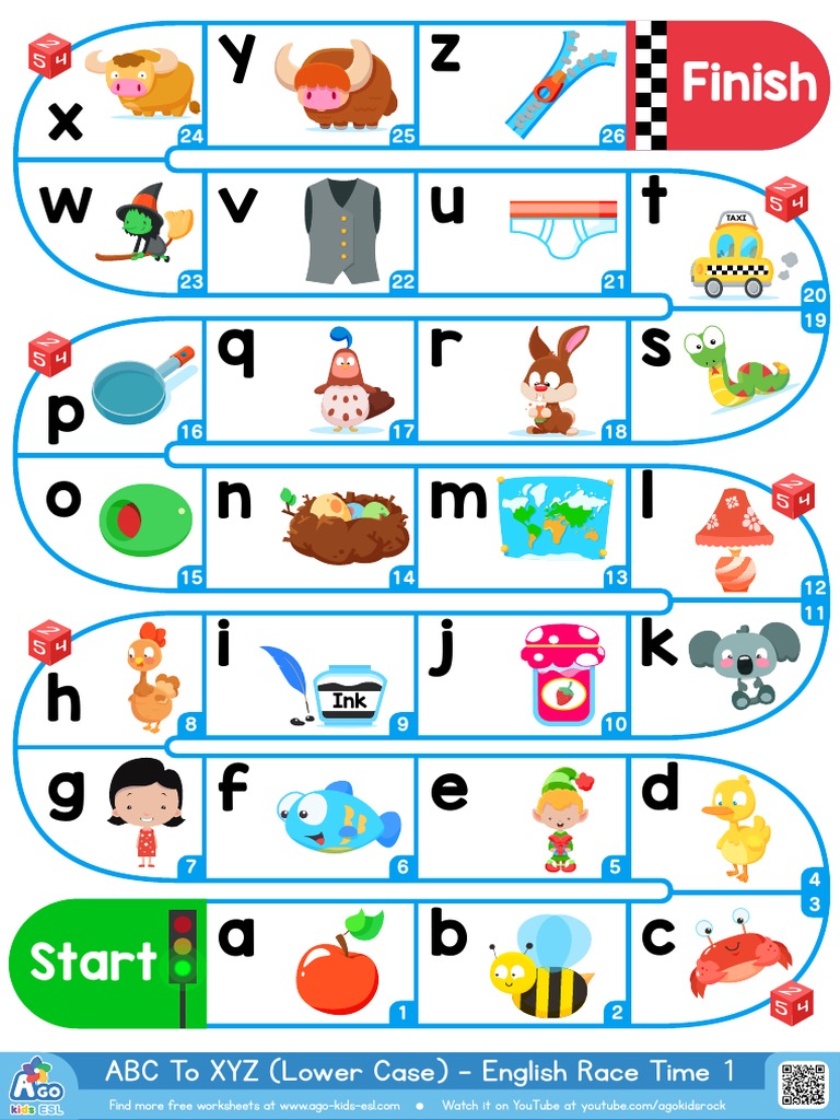 English Race Time ABC To XYZ Lower Case | PDF