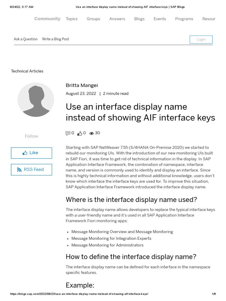 Use An Interface Display Name Instead of Showing AIF Interface Keys ... Use An Interface Display Name Instead of Showing AIF Interface Keys ...